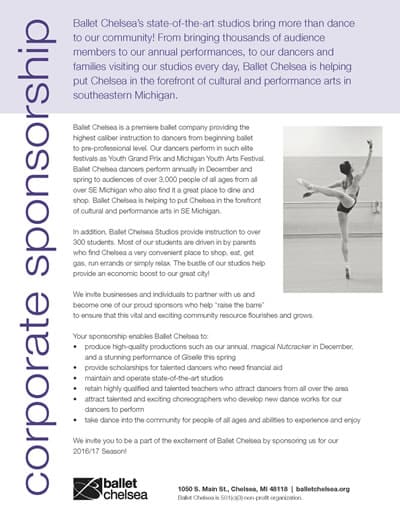 Ballet Chelsea invites you to become a Corporate Sponsor or Advertiser ...